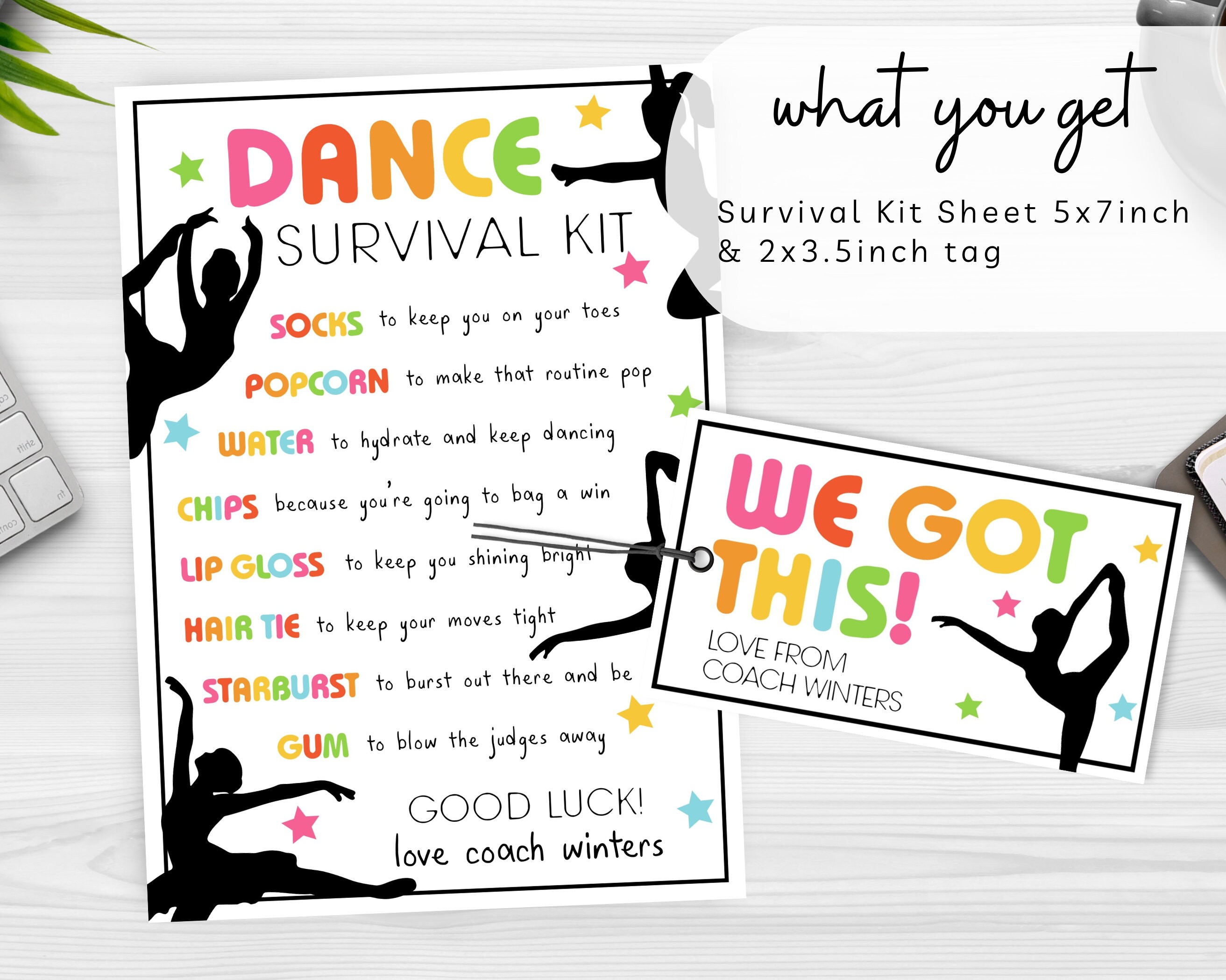 Printable Dance Survival Kit, Gift Ideas for Dancers, Dance Team Gift ...
