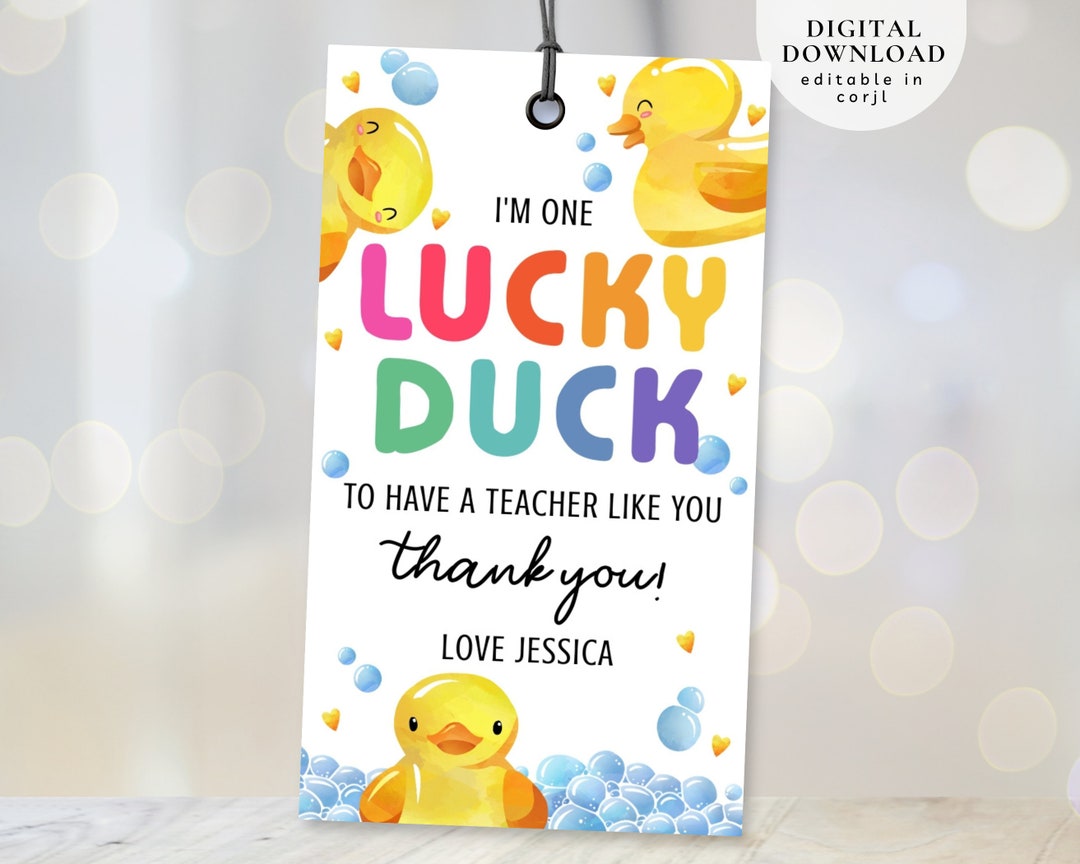 Editable Back to School Gift Tag, I’m One Lucky Duck Teacher Tag, Back ...