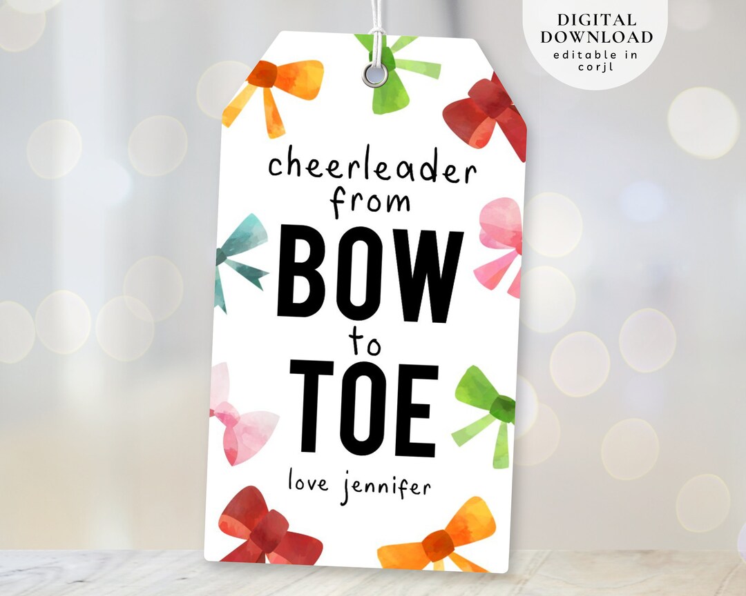 Bow to Toe Cheerleader Tag, Cheer Team Tag, Cheerleader Good Luck Tag ...