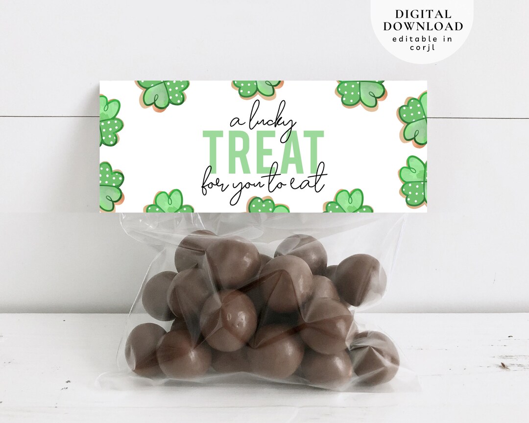 St Patricks Treat Bag Toppers, Lucky Treat Tag, Shamrock Bag Toppers ...