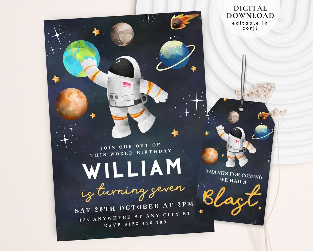 Invitación de cumpleaños espacial, invitación de astronauta, invitación ...