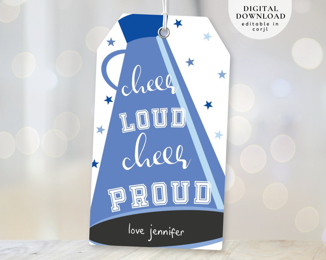 Cheer Loud and Proud Cheerleader Tag, Printable Cheer Team Tag ...