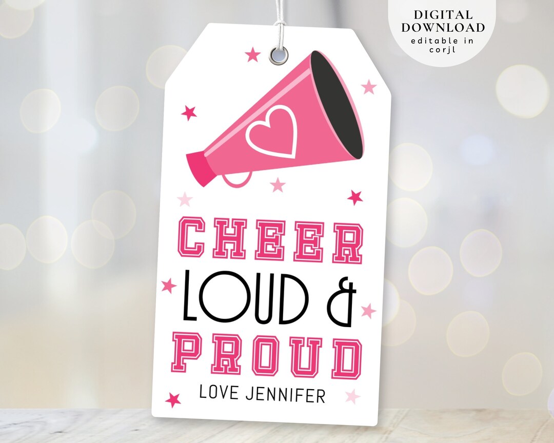 Cheer Loud and Proud Cheerleader Tag, Printable Cheer Team Tag ...