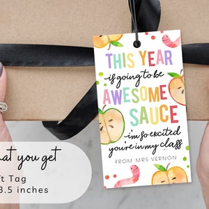Editable Back to School Gift Tag, Rainbow School Tag, Awesome Sauce ...