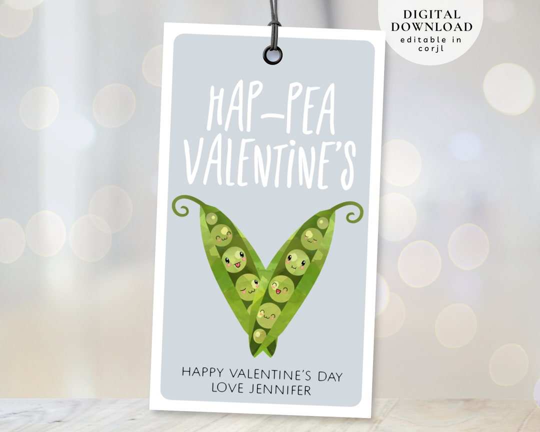 Editable Valentine Two Peas in A Pod Tag, Hap-pea Valentines Tag ...