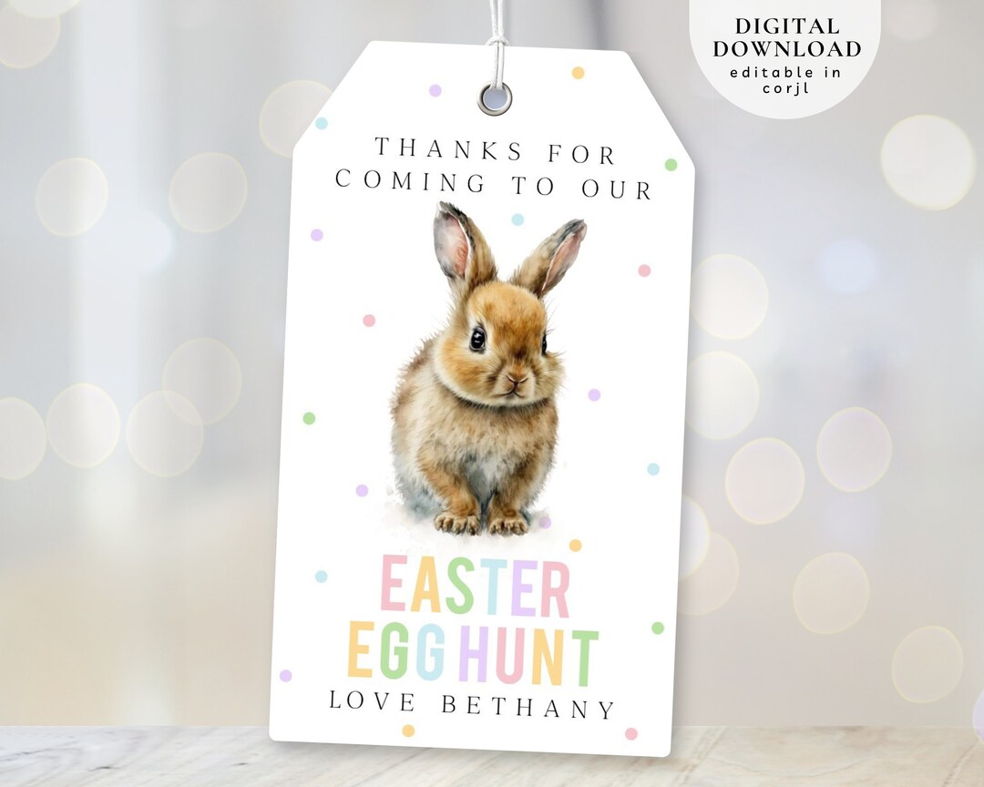 Editable Easter Hunt Tag, Easter Egg Gift Tag, Chocolate Egg Tag ...