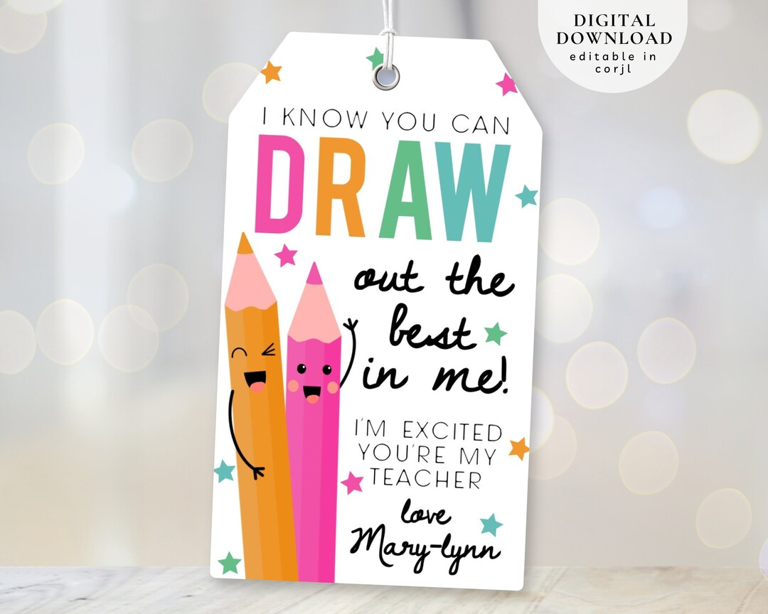 Editable First Day of School Pencil Tag, Draw Out the Best in Me Tag ...