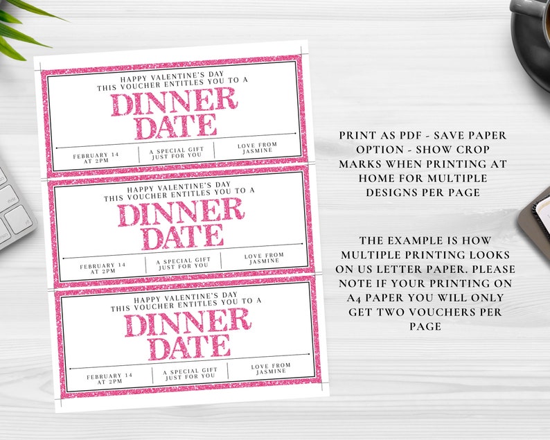 Editable Anniversary Gift Voucher, Dinner Date Valentine Voucher ...
