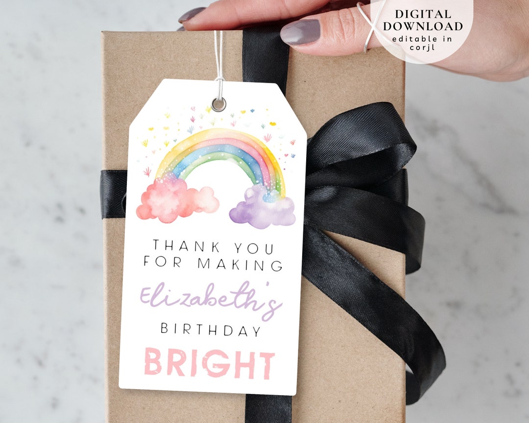 Rainbow Birthday Gift Tag, Magical Girl Tag, Pastel Rainbow Gift Tag ...