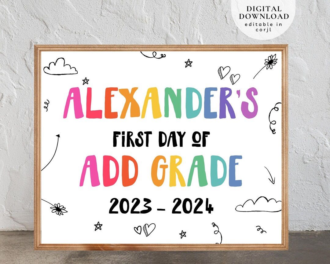 Editable First Day of School Board, Printable Rainbow School Board ...