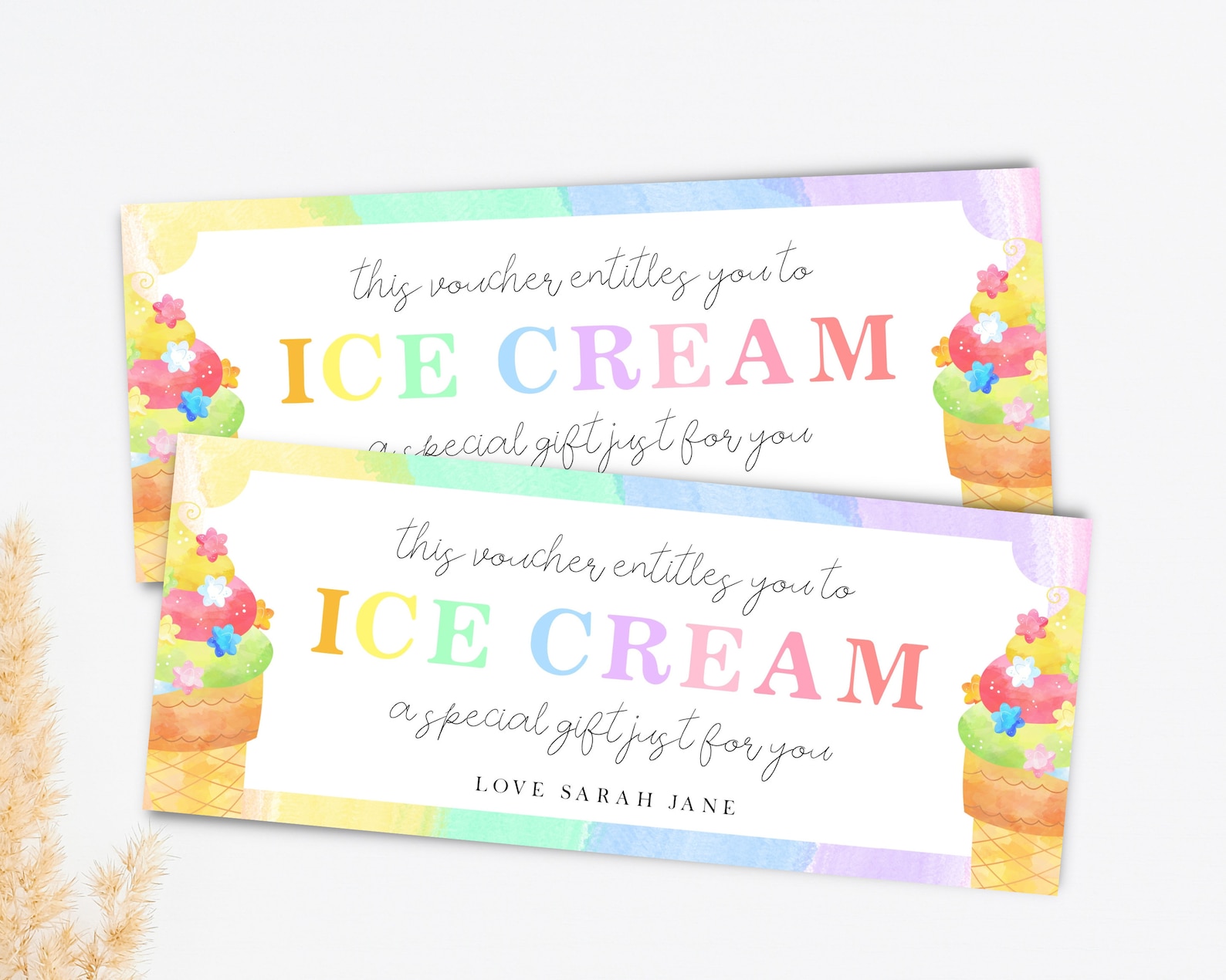 Ice Cream Voucher, Dessert Tokens, Wedding Food Voucher, Birthday Party ...
