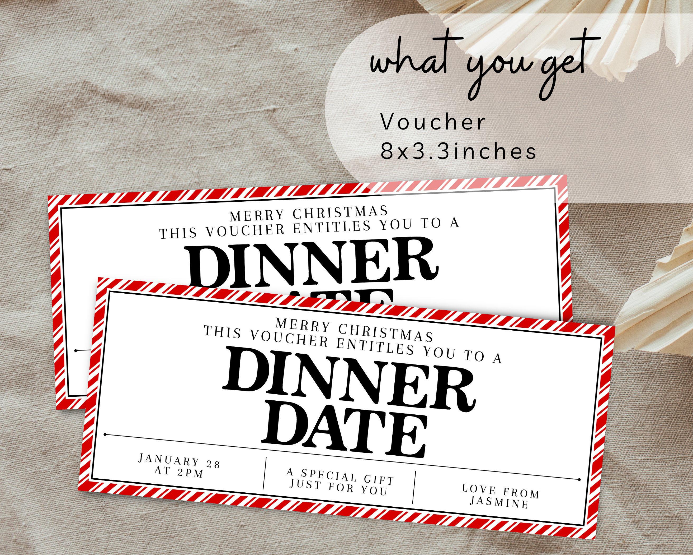 Editable Anniversary Gift Voucher, Dinner Date Christmas Voucher ...