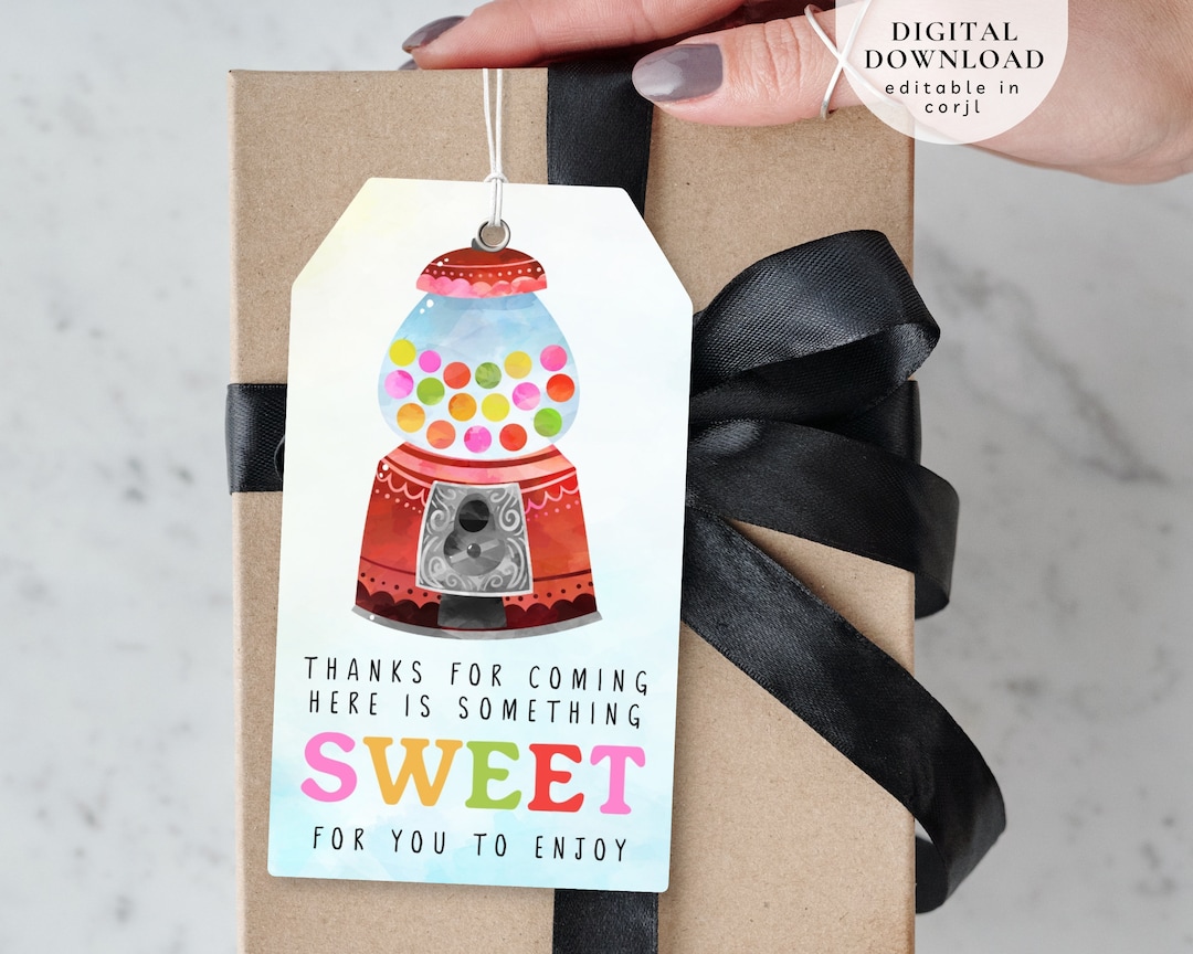 Sweet Shop Tag, Sweets Candy Tag, Gumball Machine Birthday Tag, Bubble ...