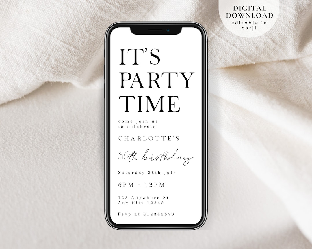 It’s Party Time Evite, Surprise Party Invite, Text Message Invite ...