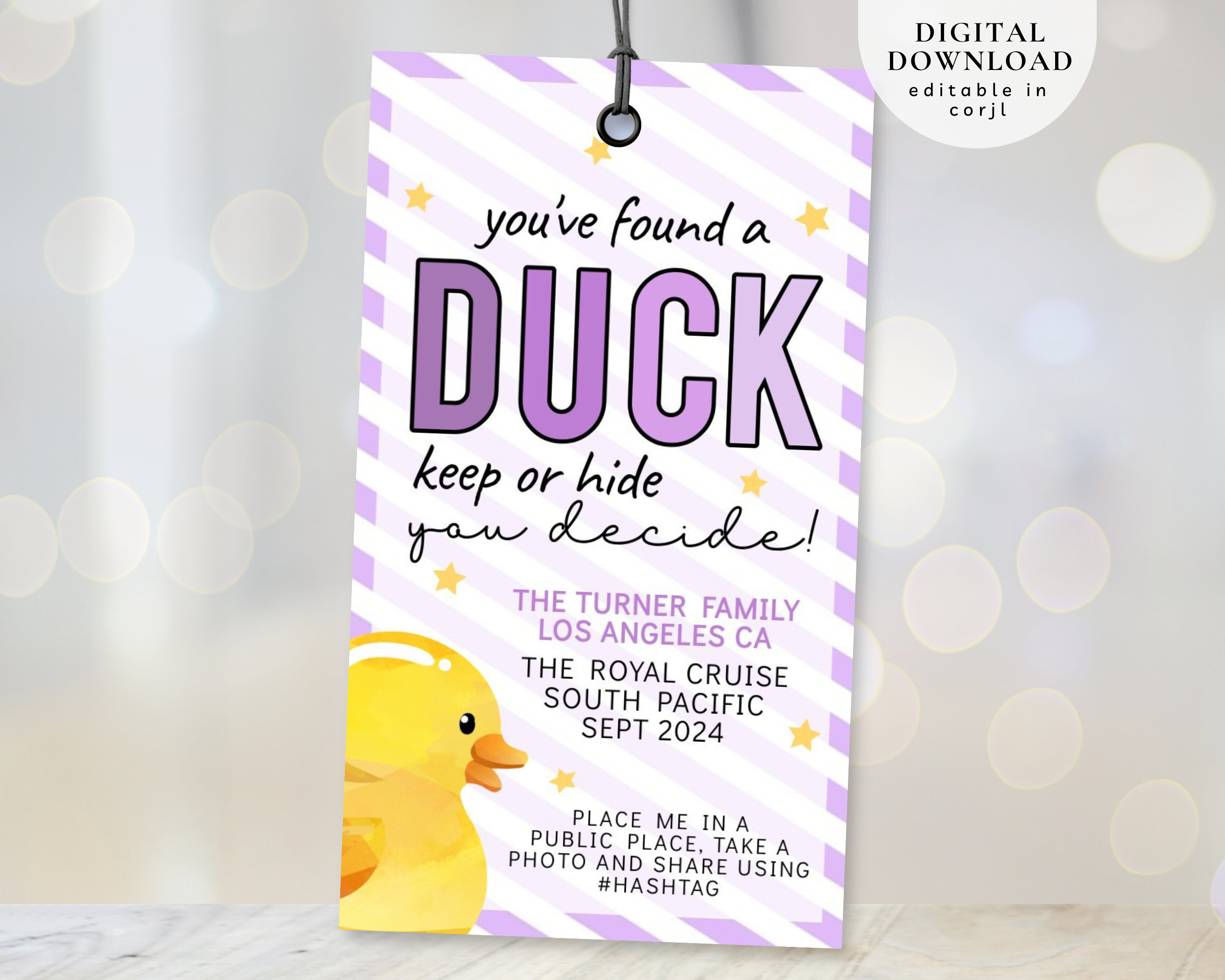 You Found a Duck Cruise Tag, Duck Game Printable Tag, Cruise Ship ...