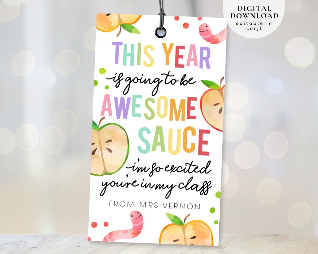 Editable Back to School Gift Tag, Rainbow School Tag, Awesome Sauce ...