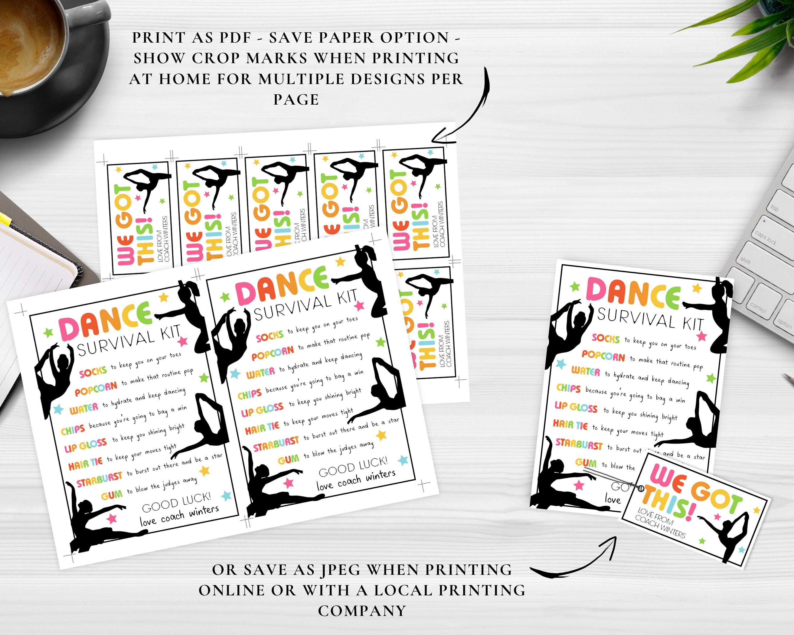 Printable Dance Survival Kit, Gift Ideas for Dancers, Dance Team Gift ...