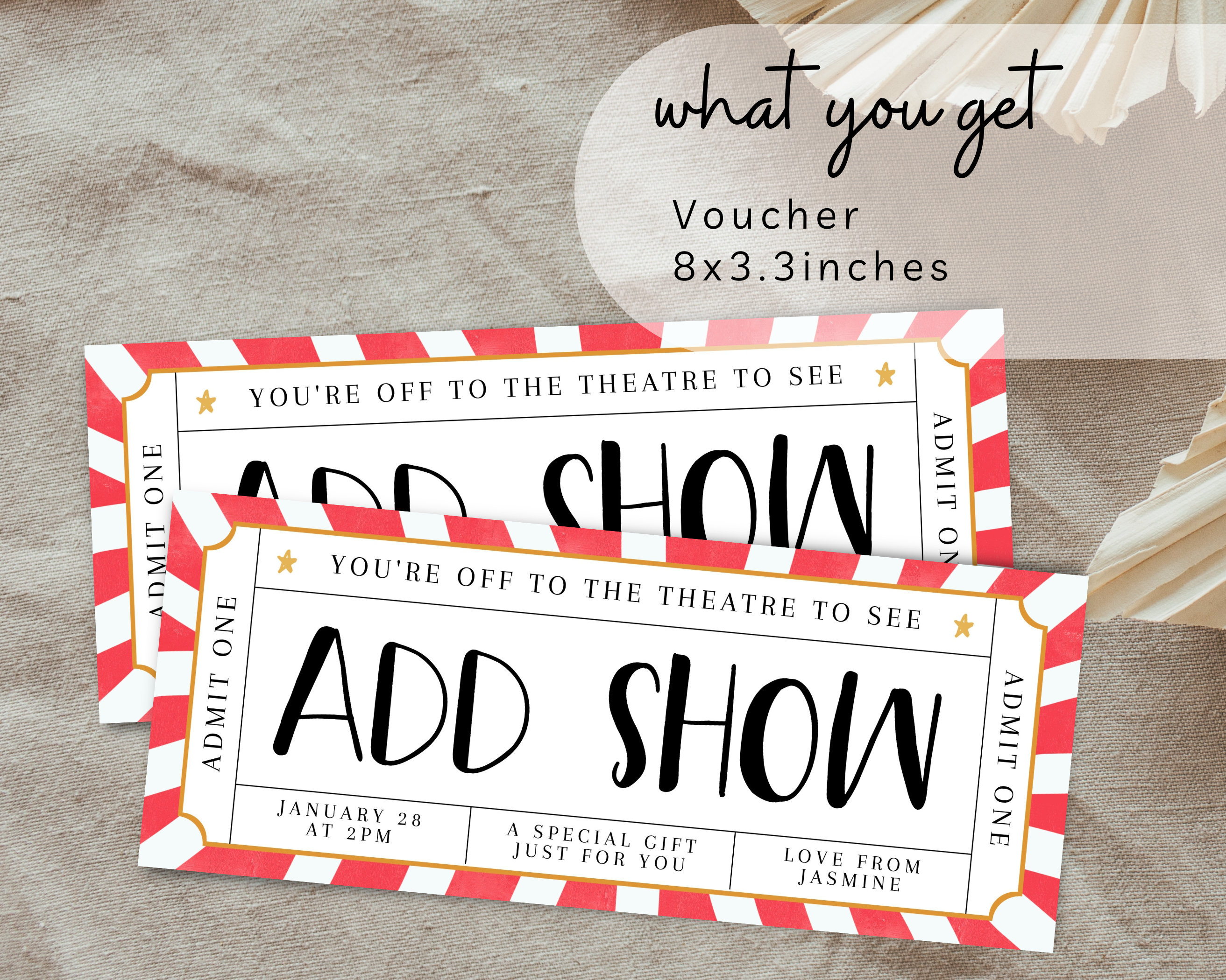 Editable Theatre Ticket, Musical Theatre Ticket, Christmas Theatre ...