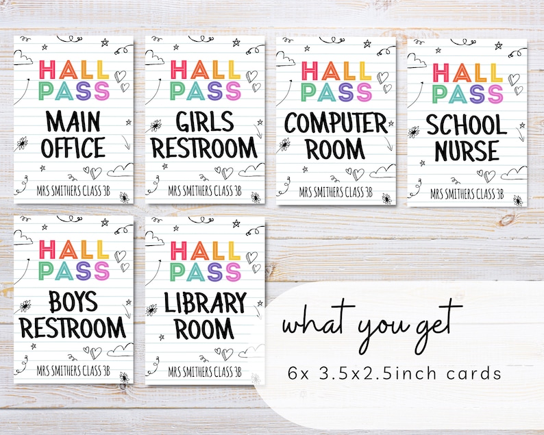 Classroom Hall Passes, Bathroom Pass, Nurse Pass, Elementary Hall Pass ...