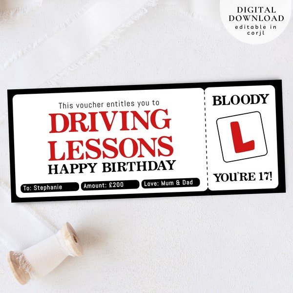 Printable Driving Lesson Voucher - Etsy UK