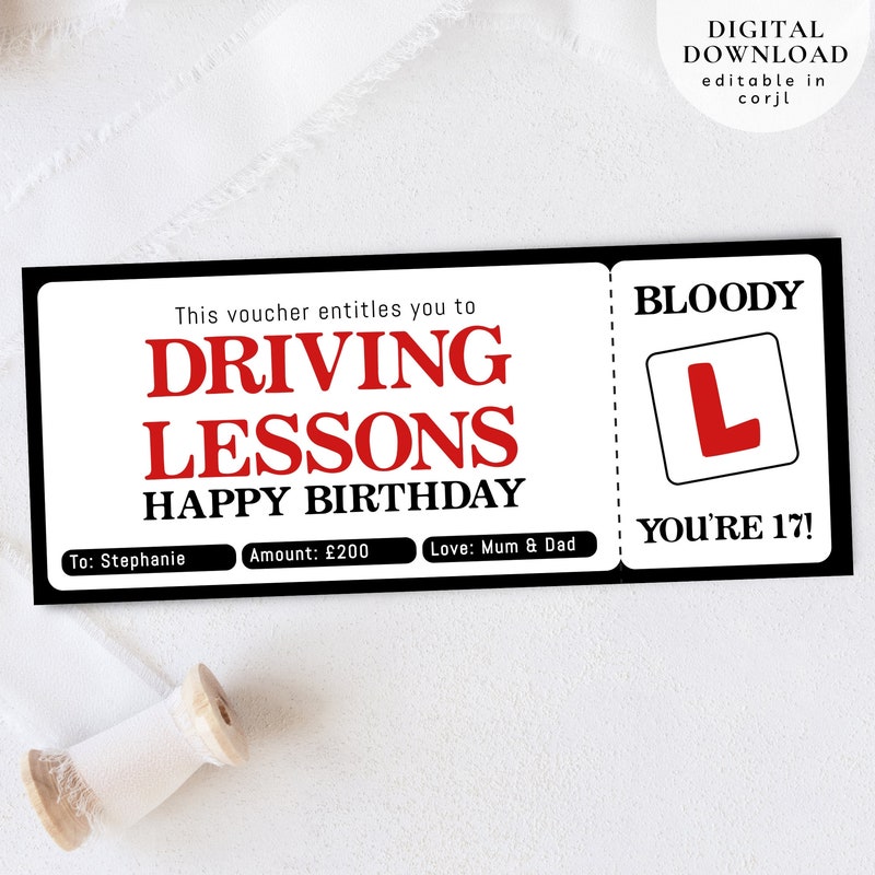 Printable Driving Lesson Voucher - Etsy UK