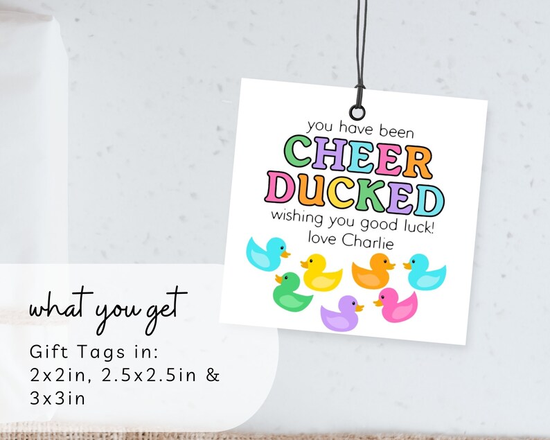 You've Been Cheer Ducked Tag, Cheer Team Printable Tag, Cheerleader ...