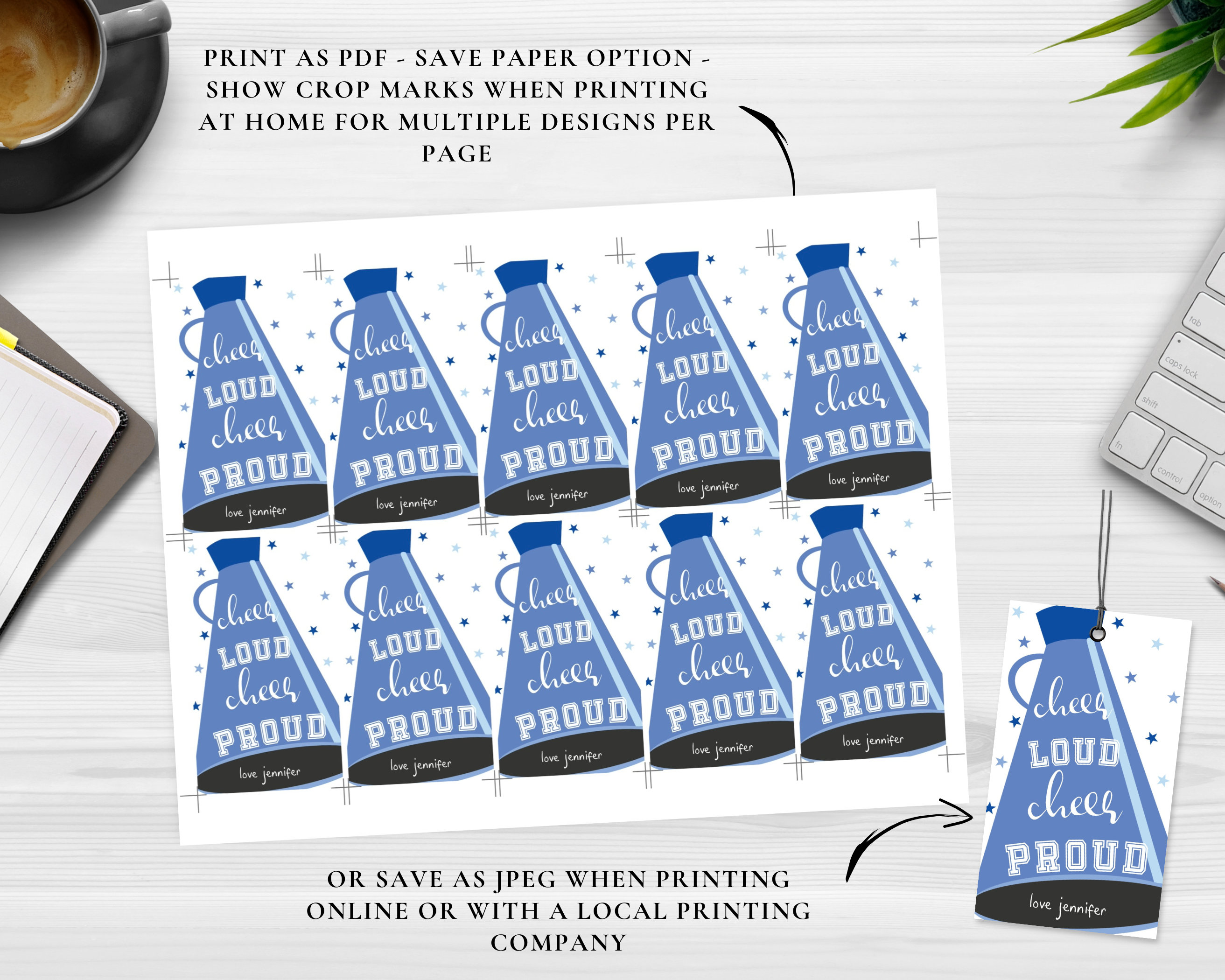 Cheer Loud and Proud Cheerleader Tag, Printable Cheer Team Tag ...