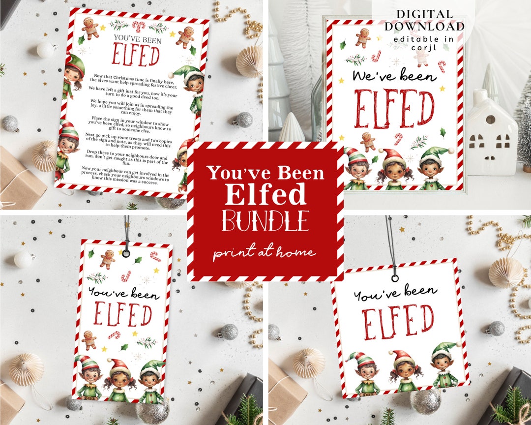 You've Been Elfed Christmas Activity Kit, Elf Sign, Elfed Game ...