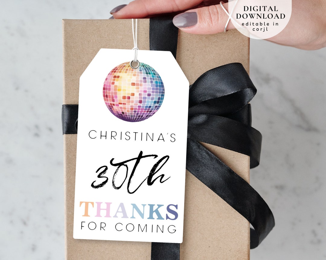 Disco Party Birthday Tag, Disco Ball Party Gift Tag, Disco Ball Thank ...