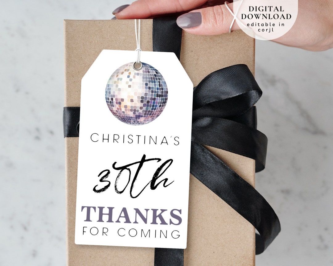 Disco Party Birthday Tag, Disco Ball Party Gift Tag, Disco Ball Thank ...