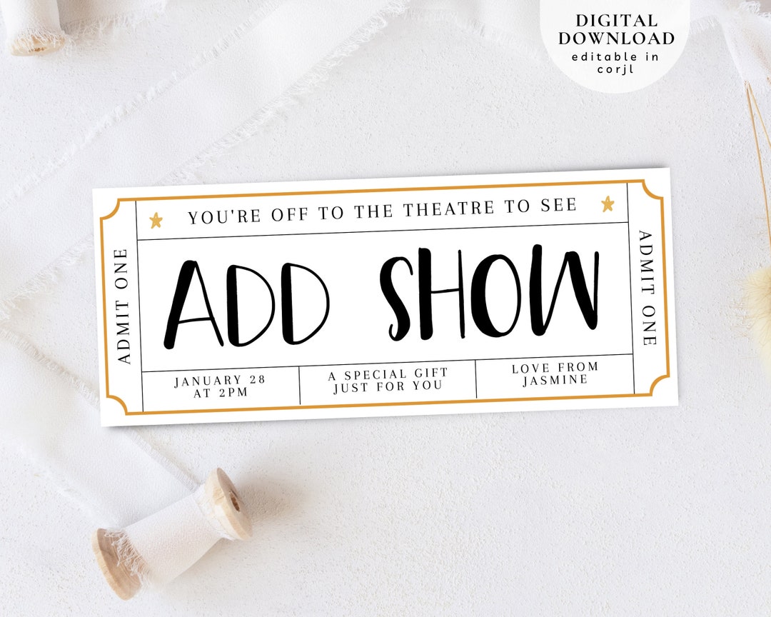 Editable Theatre Ticket, Musical Theatre Ticket, Christmas Theatre ...