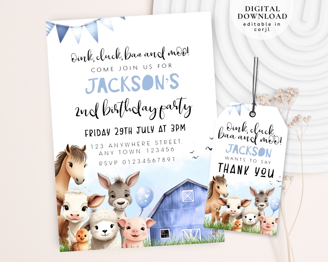 Editable Farm Invite, Barnyard Birthday Invite, Farm Animals Invite ...