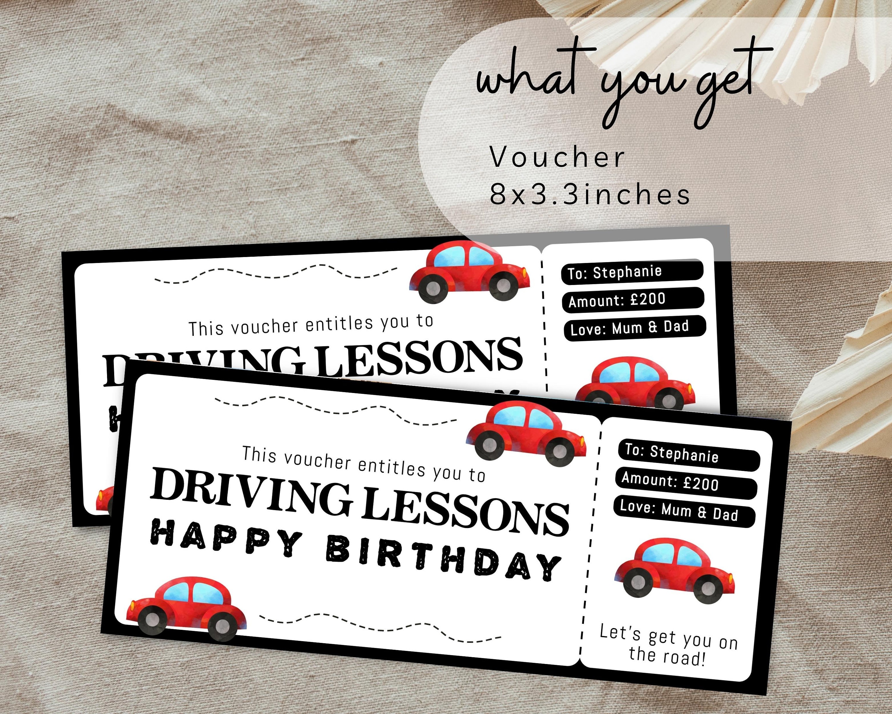 Driving Lessons Gift Certificate, 17th Birthday Driving Lessons Voucher ...
