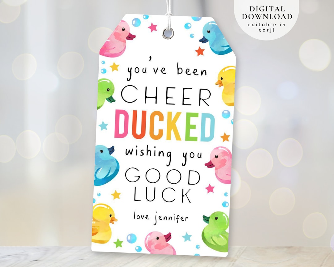 You've Been Cheer Ducked Tag, Cheer Team Printable Tag, Cheerleader ...
