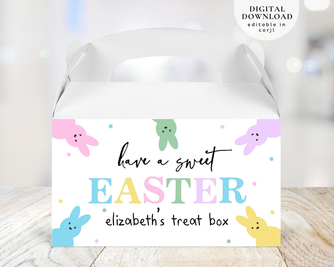 Printable Easter Gable Box Label, Party Treat Box Sticker, Easter Egg ...