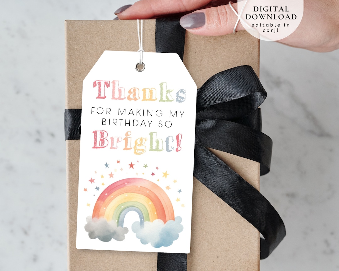 Rainbow Birthday Gift Tag, Magical Girl Tag, Pastel Rainbow Gift Tag ...