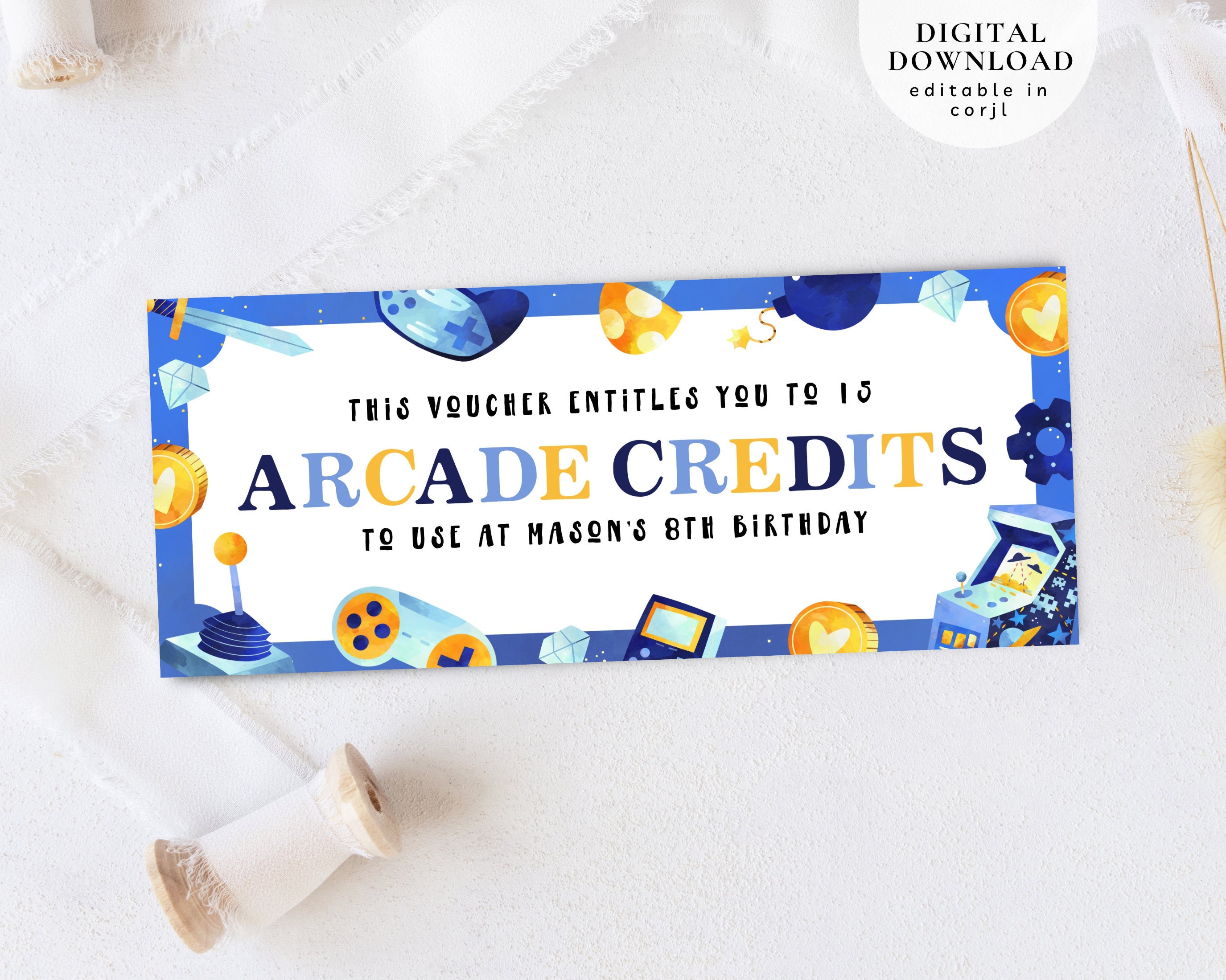 Arcade Game Credits Voucher Arcade Theme Party Video Gaming - Etsy