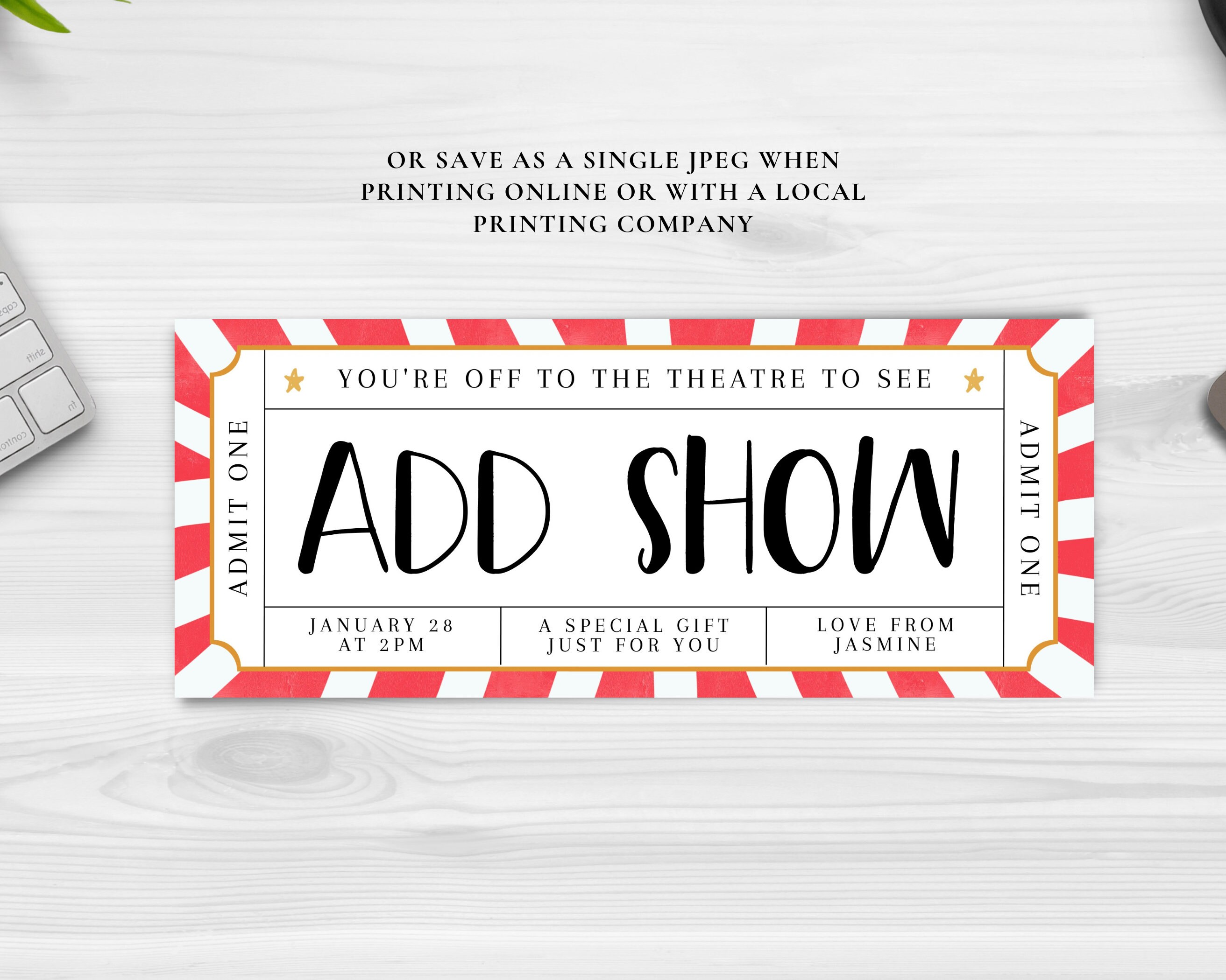 Editable Theatre Ticket, Musical Theatre Ticket, Christmas Theatre ...