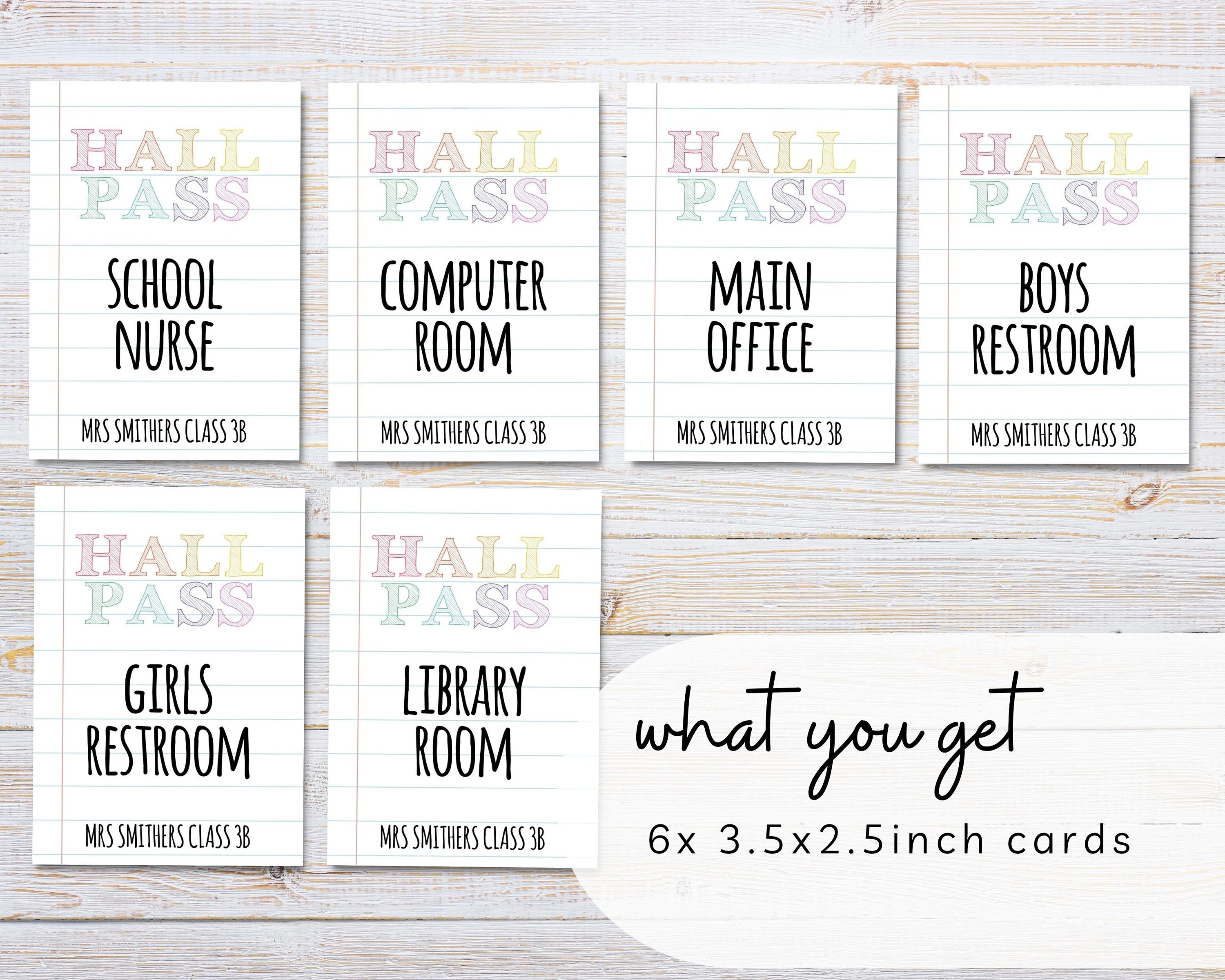 Classroom Hall Passes, Bathroom Pass, Nurse Pass, Elementary Hall Pass ...