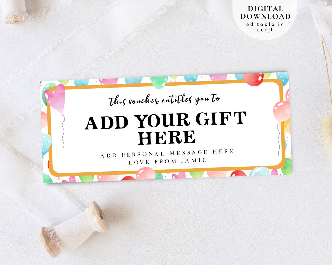 Birthday Gift Voucher, Rainbow Gift Voucher, Christmas Gift Voucher ...