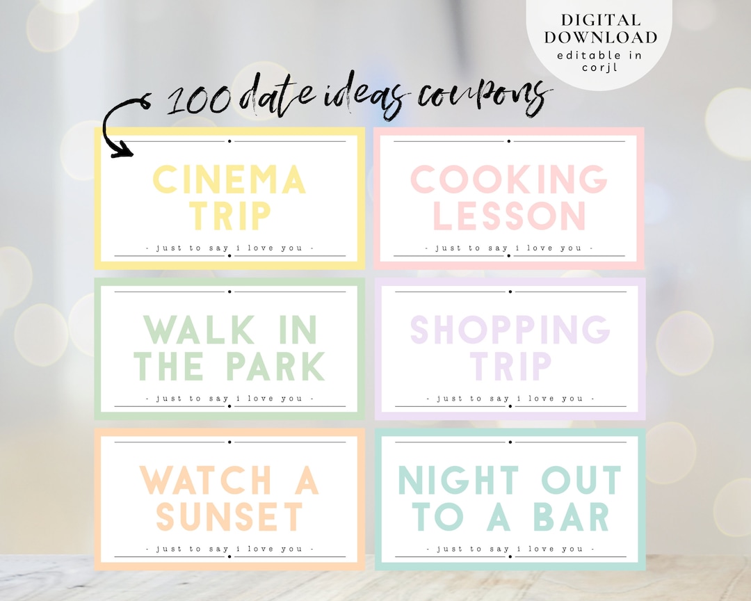 Editable Anniversary Gift Voucher, Valentine Love Coupon Book, Couples ...