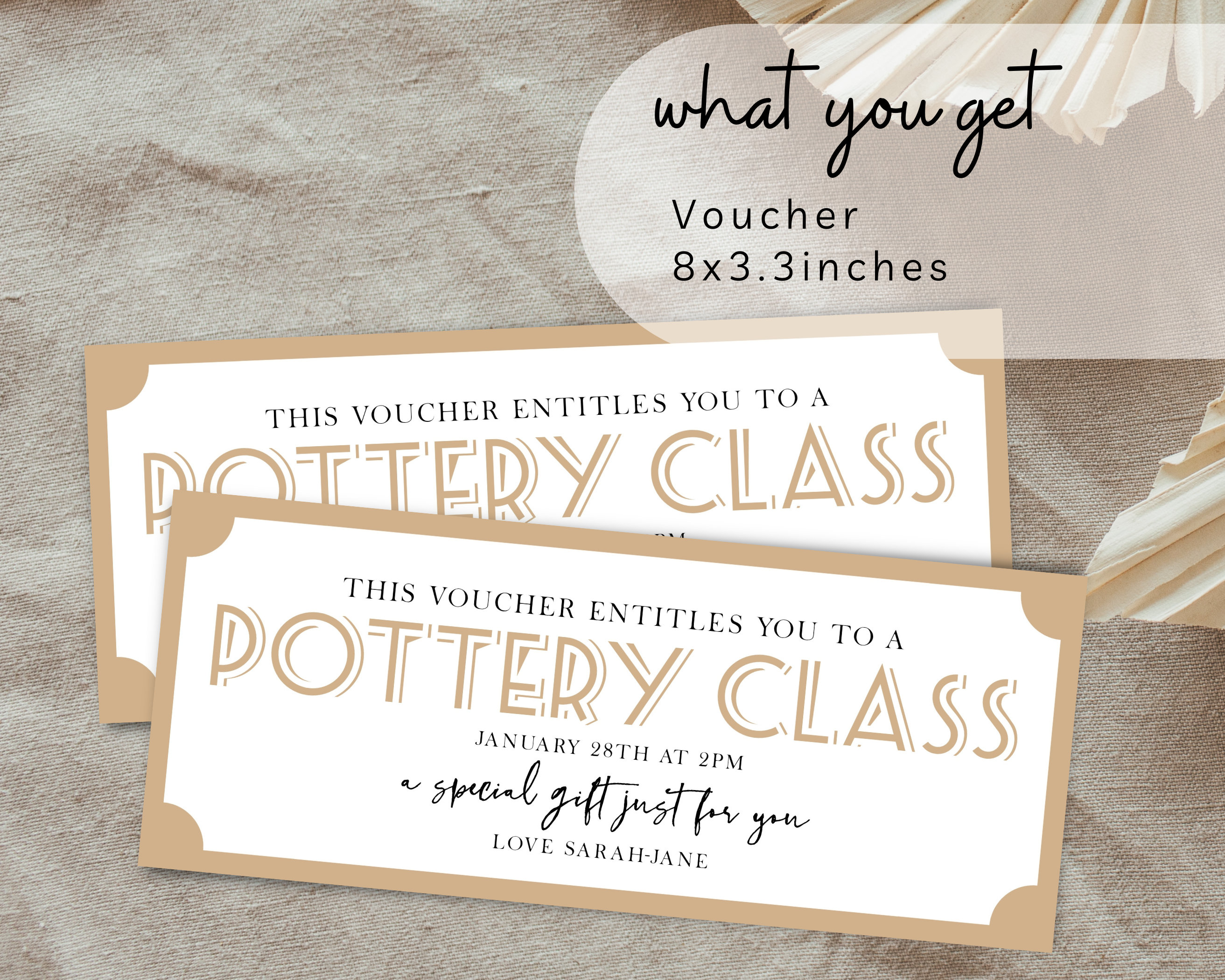 Pottery Class Gift Voucher Certificate, Surprise Pottery Classes Coupon ...
