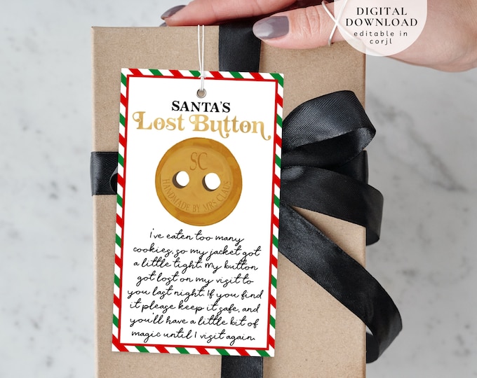 Printable Santa's Lost Button Poem Card/letter, Editable Santa's ...