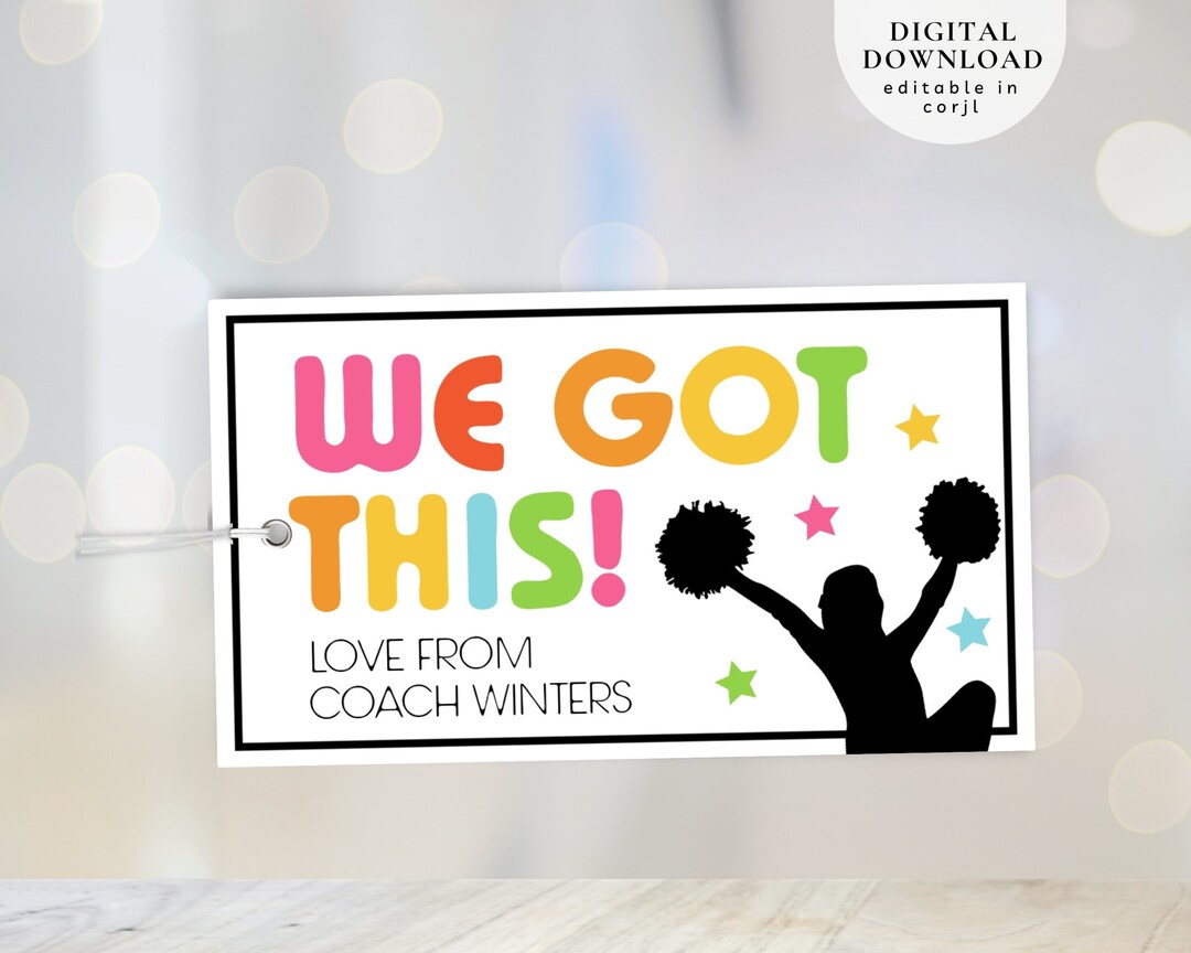 Pom Pom Cheerleader Tag, Cheer Team Tag, Cheerleader Good Luck Tag ...