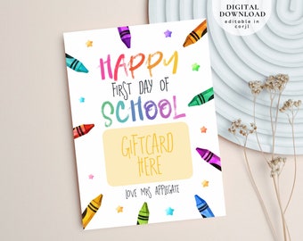 Editable Back to School Gift Card Holder, Printable Teacher Gift Card ...
