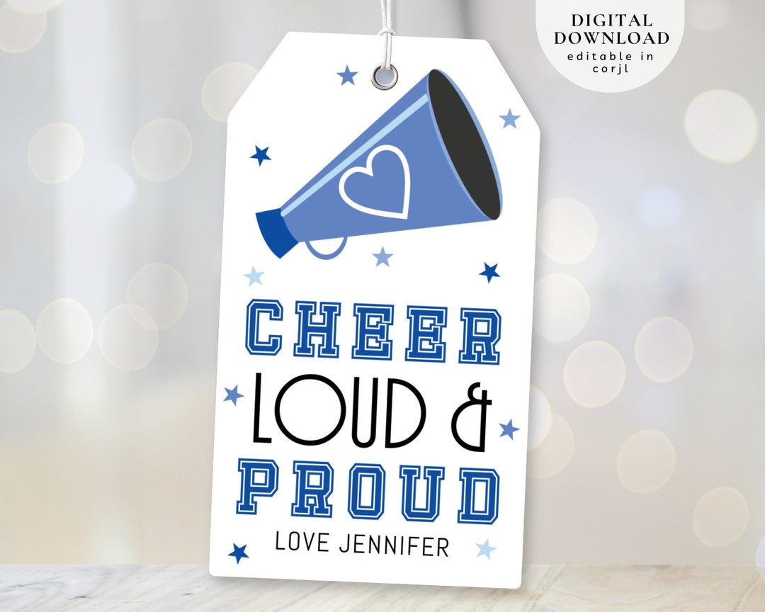 Cheer Loud and Proud Cheerleader Tag, Printable Cheer Team Tag ...