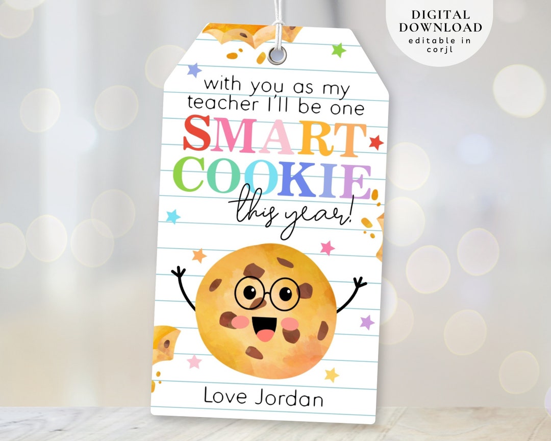 First Day of School Tag, Smart Cookie School Gift Tag, Back to School ...