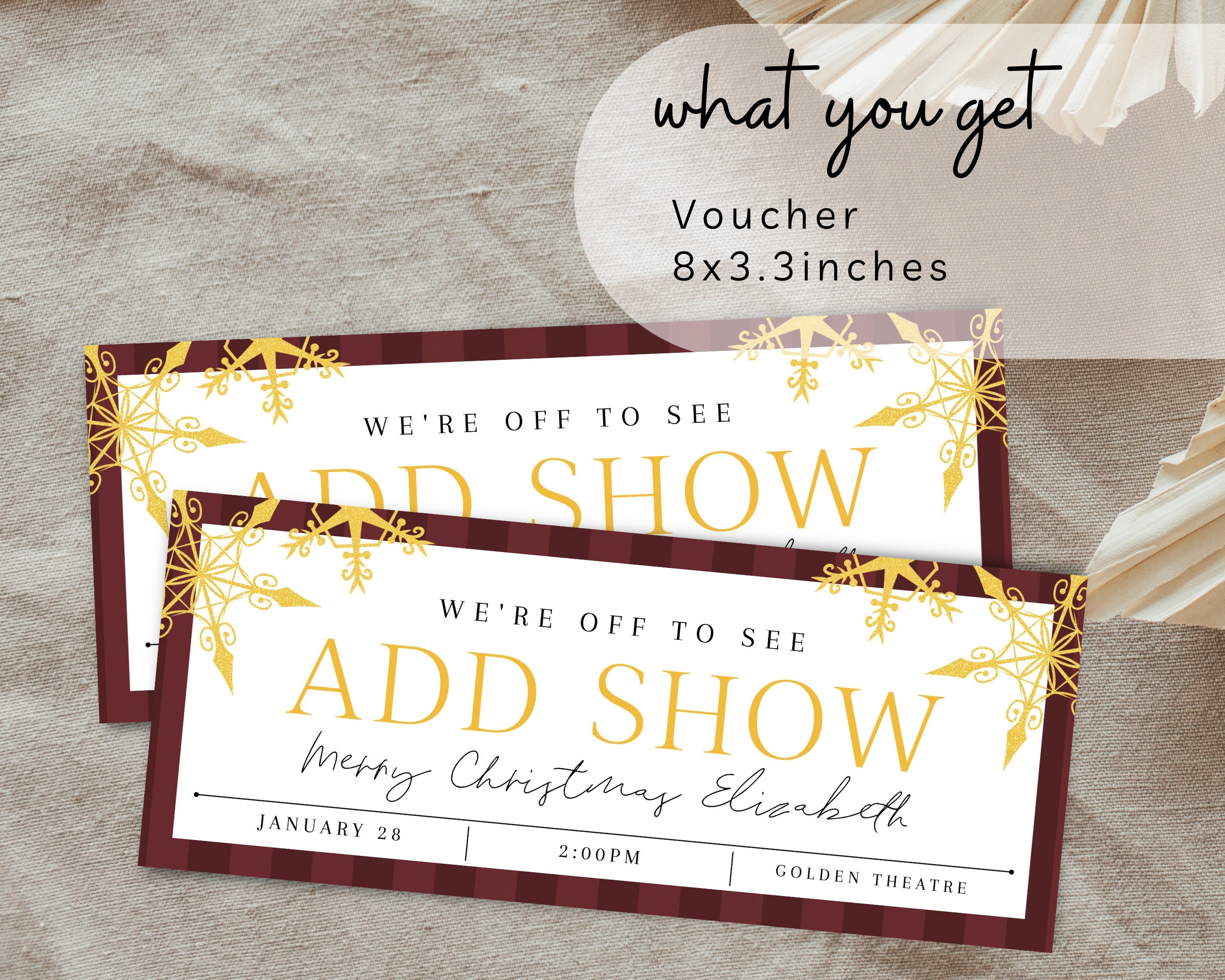 Editable Theatre Ticket, Musical Theatre Ticket, Christmas Theatre ...