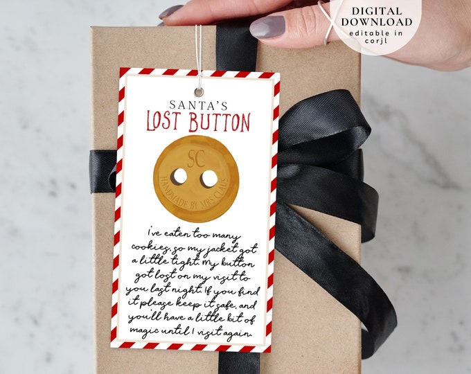 Printable Santa's Lost Button Poem Card/letter, Editable Santa's ...