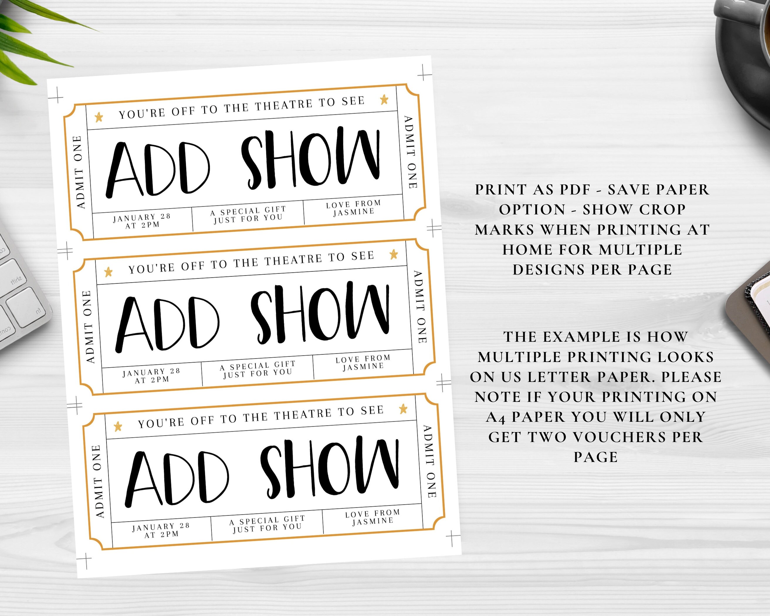 Editable Theatre Ticket, Musical Theatre Ticket, Christmas Theatre ...